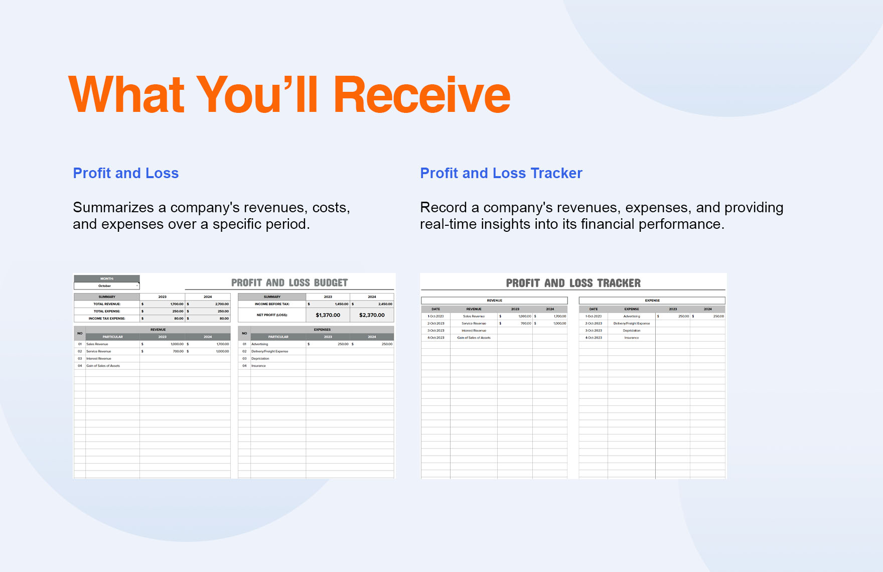 Profit and Loss Statement Template - Download in Excel, Google Sheets ...