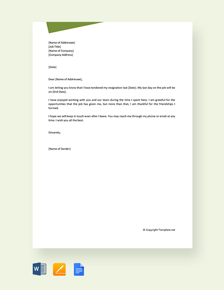 FREE Employee Farewell Letter Template - Word | Google Docs | Apple ...