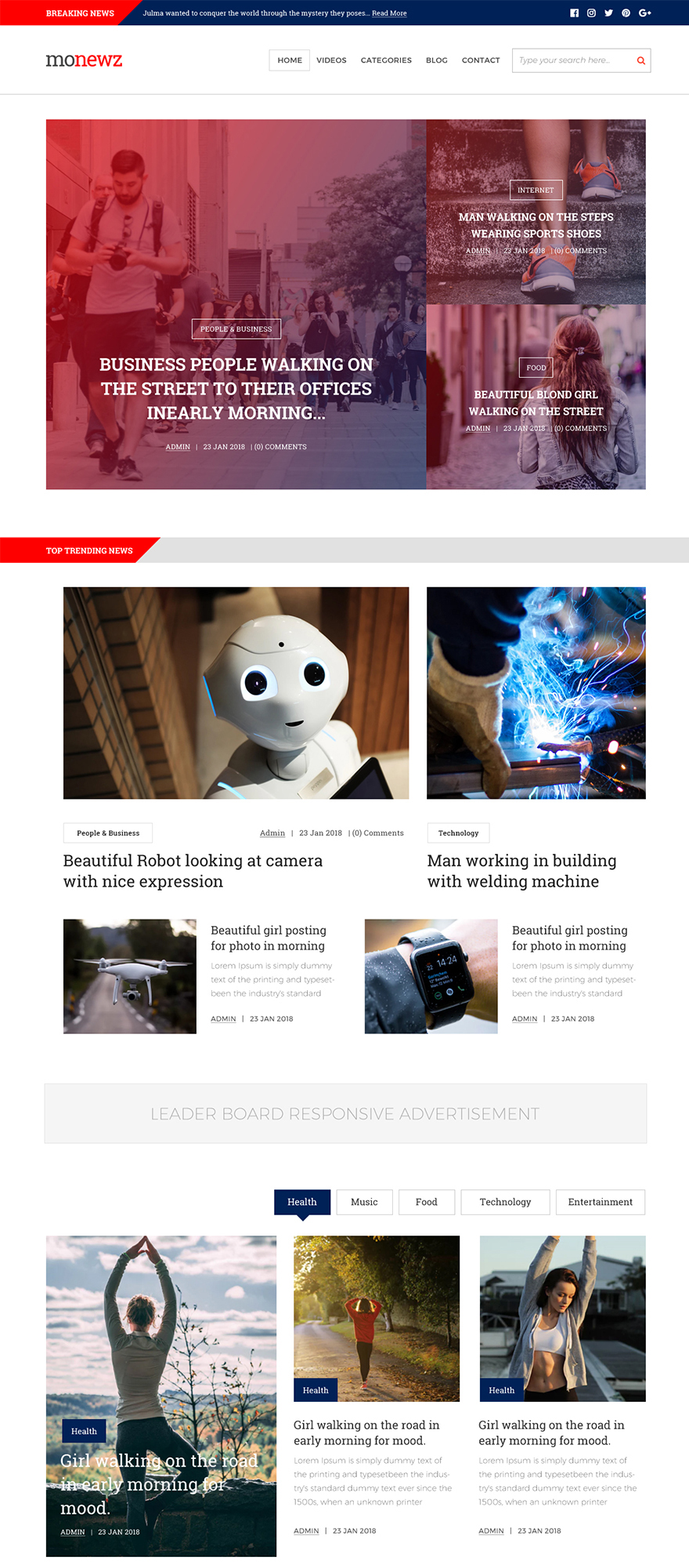 Free News Portal WordPress Theme Template Wordpress Template