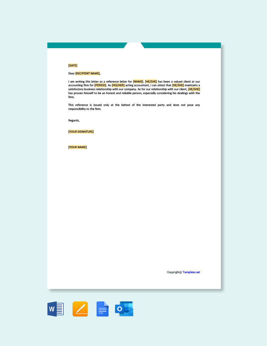 Financial Reference Letter From Accountant Template Download In Word 