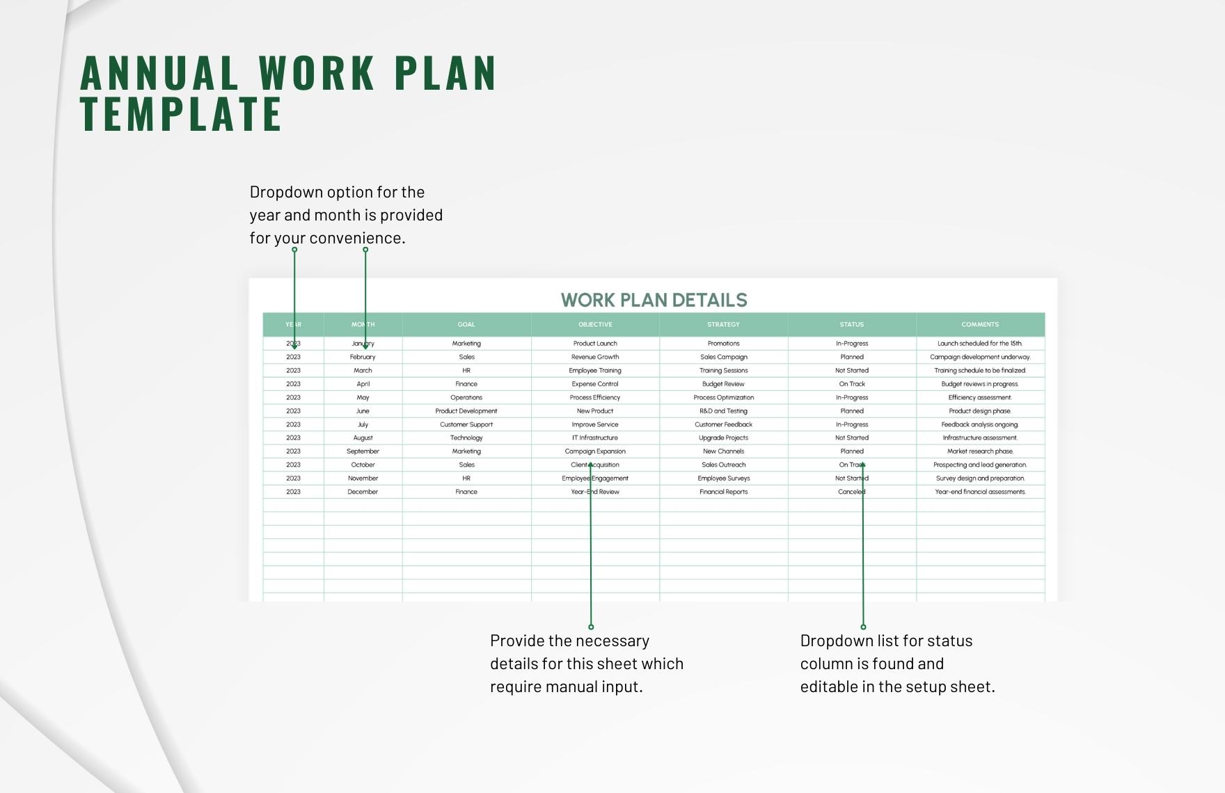 Annual Work Plan Template In Excel Google Sheets Download Template