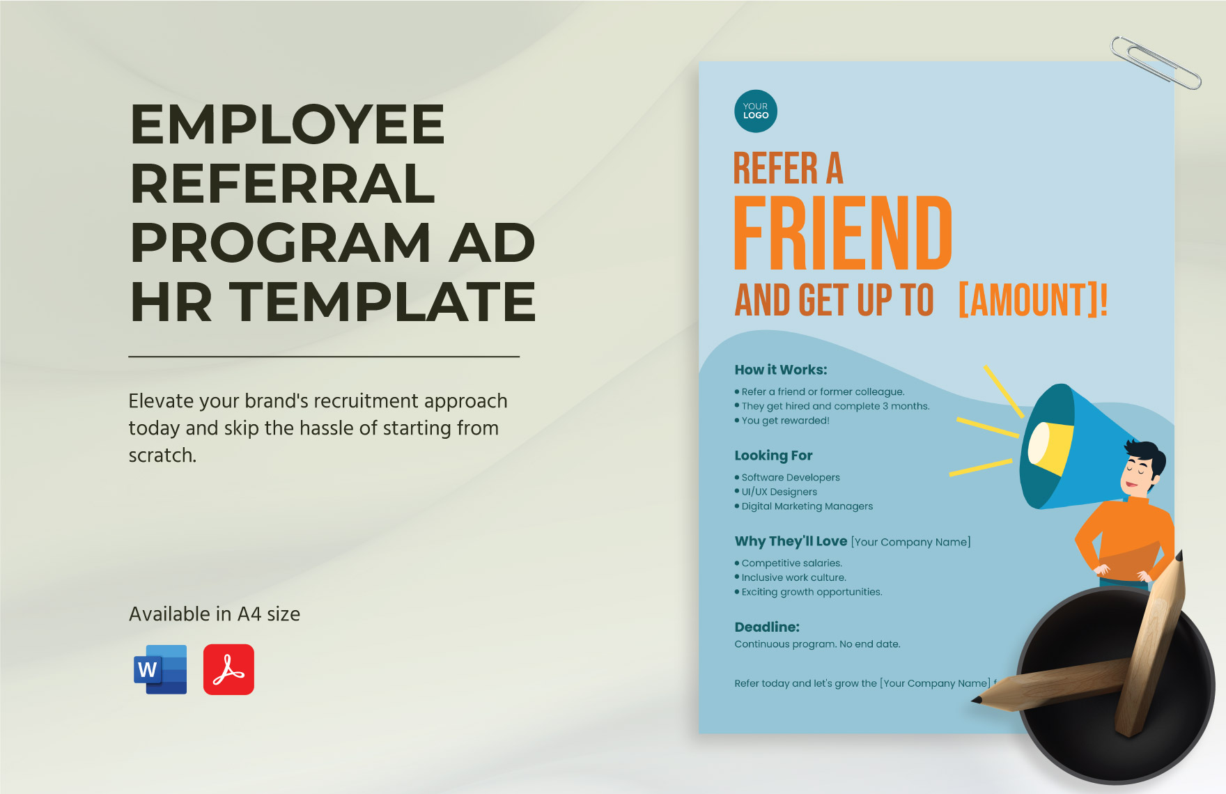 Employee Referral Program Ad HR Template In Word PDF Download