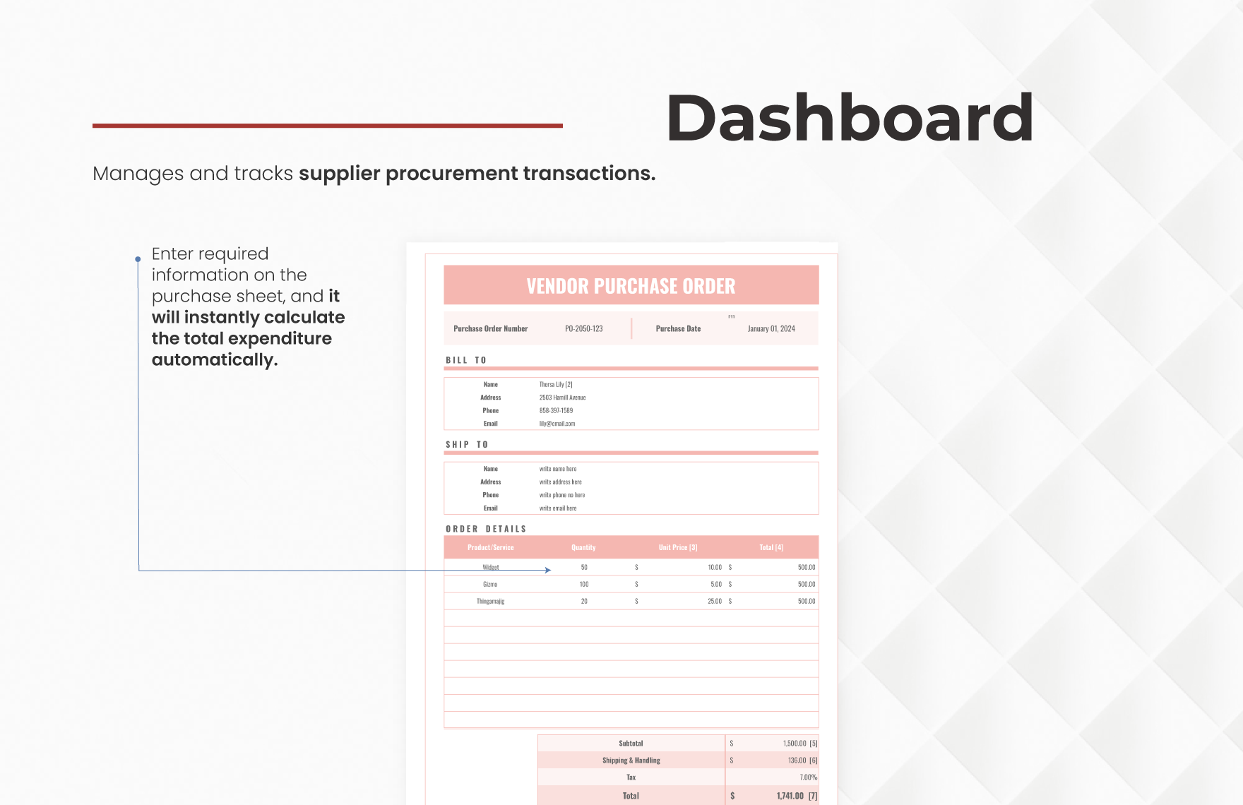 Free Vendor Purchase Order Template - Download in Excel, Google Sheets ...