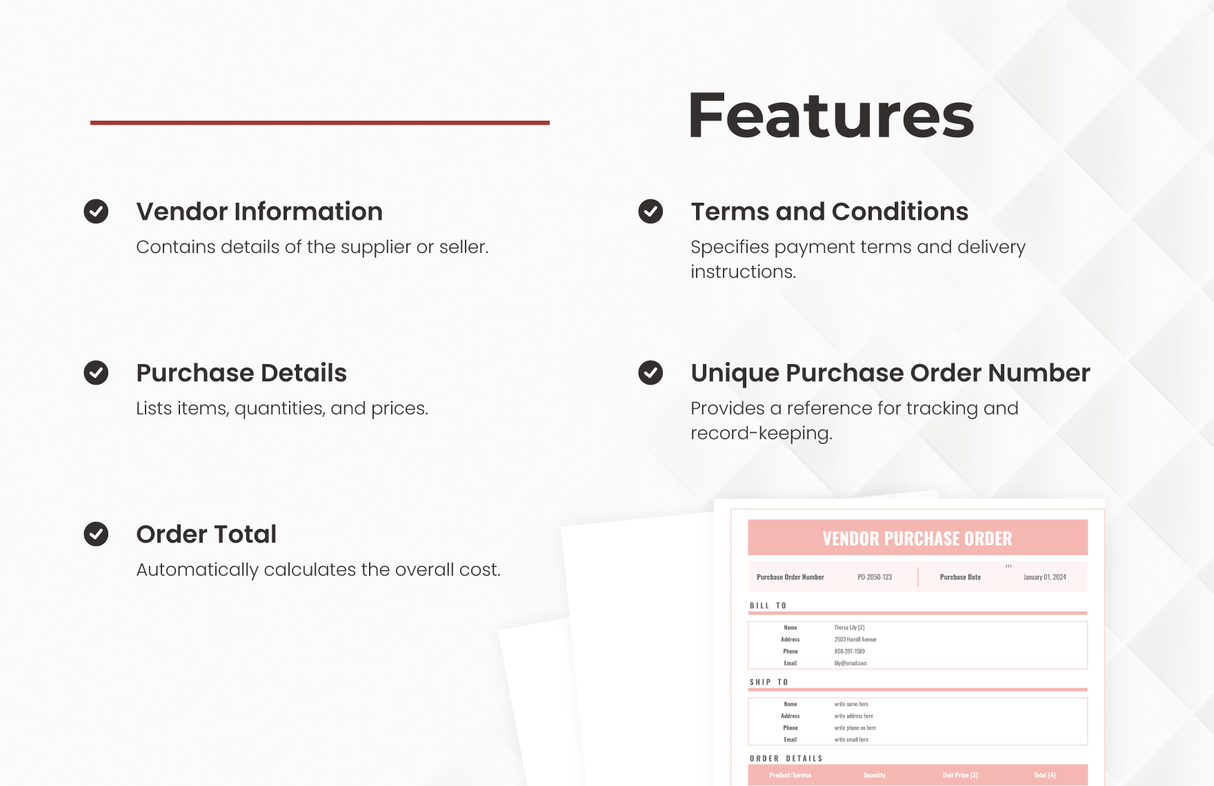 Free Vendor Purchase Order Template - Download in Excel, Google Sheets ...