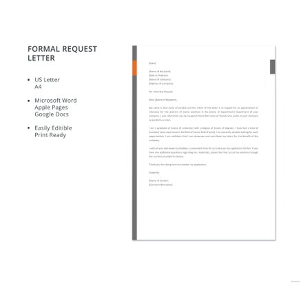 Free Loan Request Letter Template: Download 700+ Letters in Word, Pages ...
