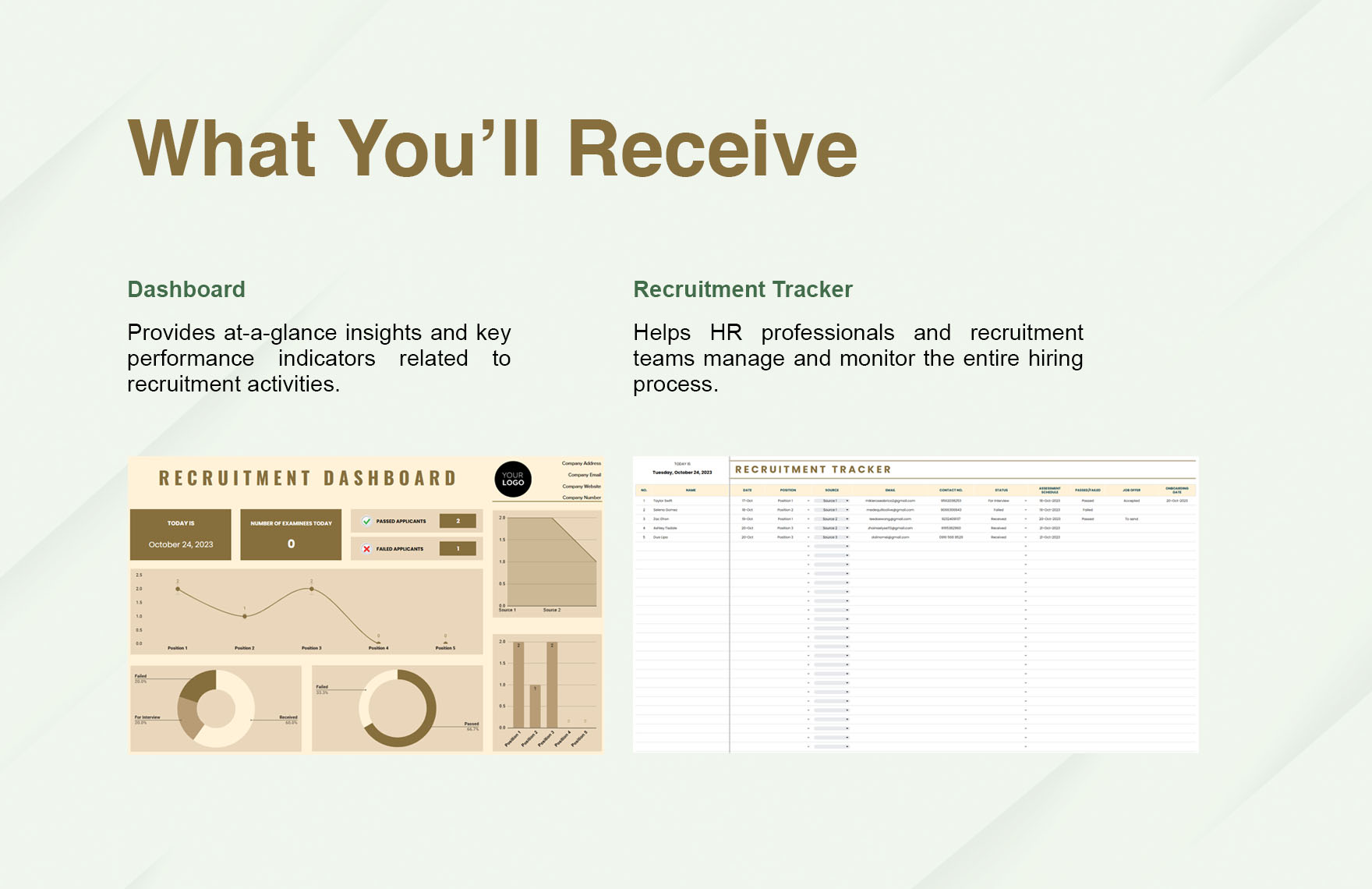 Recruitment Dashboard HR Template - Download in Excel, Google Sheets ...