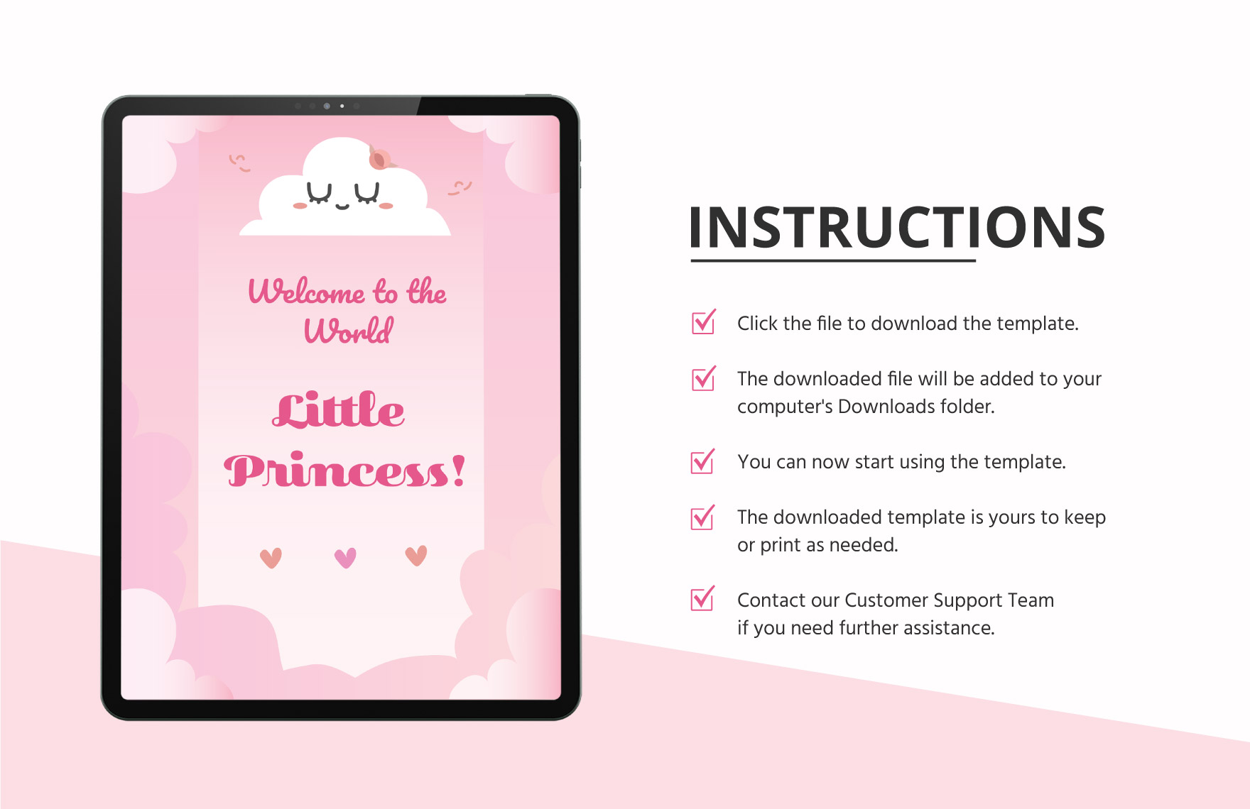 Free Printable Baby Girl Wishes Template - Download in Word | Template.net