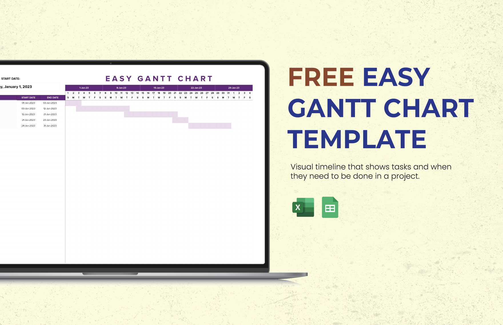 Free Easy Gantt Chart Template Download In Excel Google Sheets