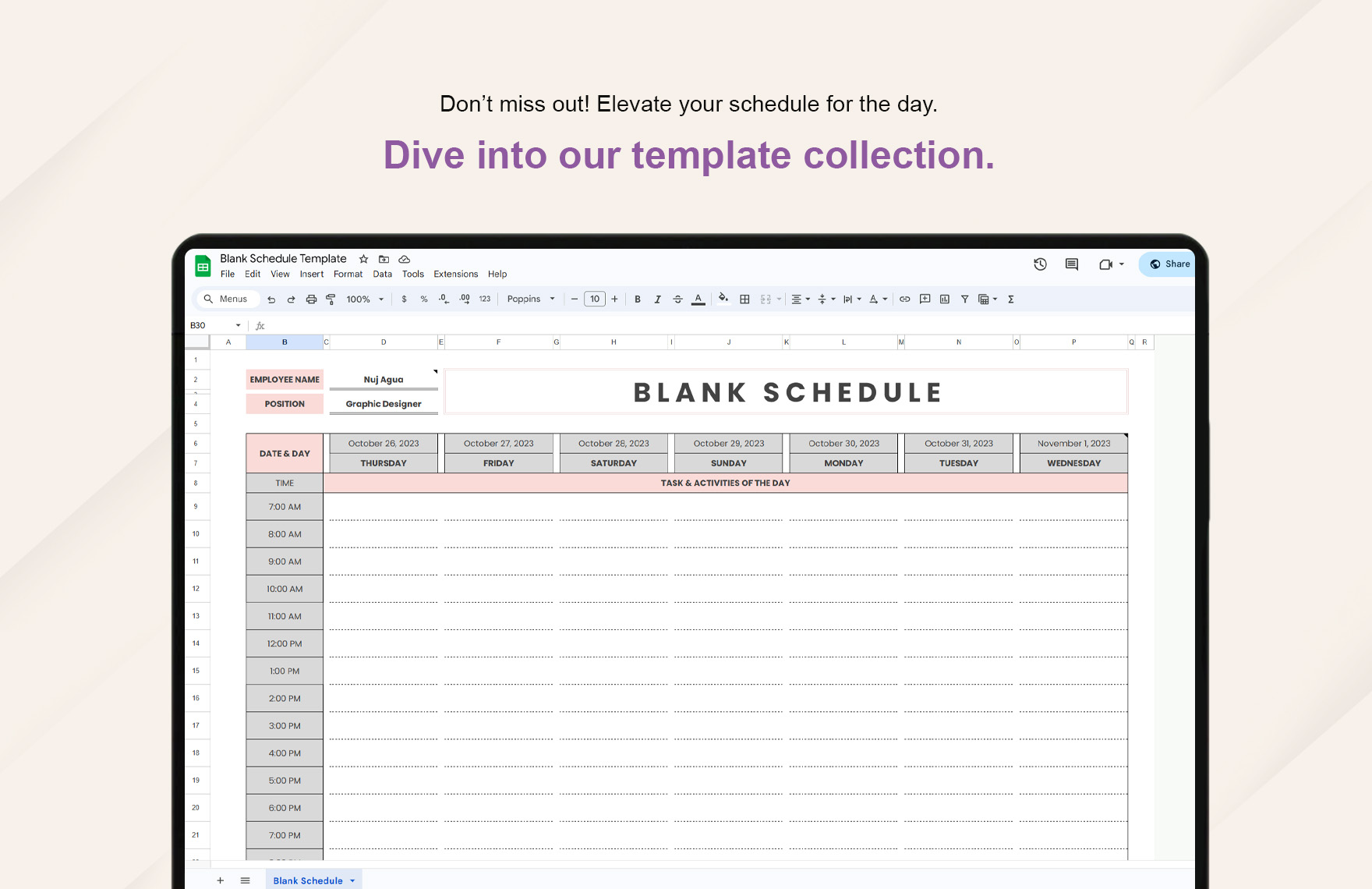 Free Blank Schedule Template - Download in Excel, Google Sheets ...