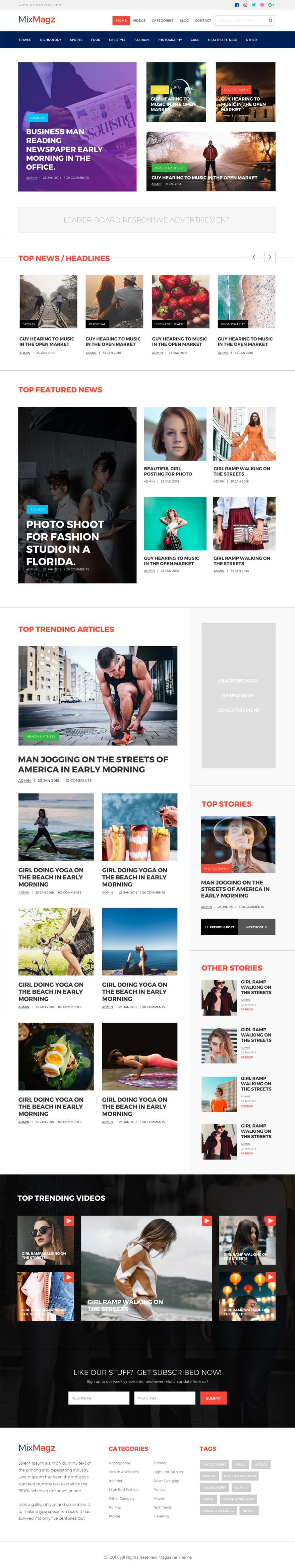 Free Blog Style Magazine PSD Website Template - PSD | Template.net