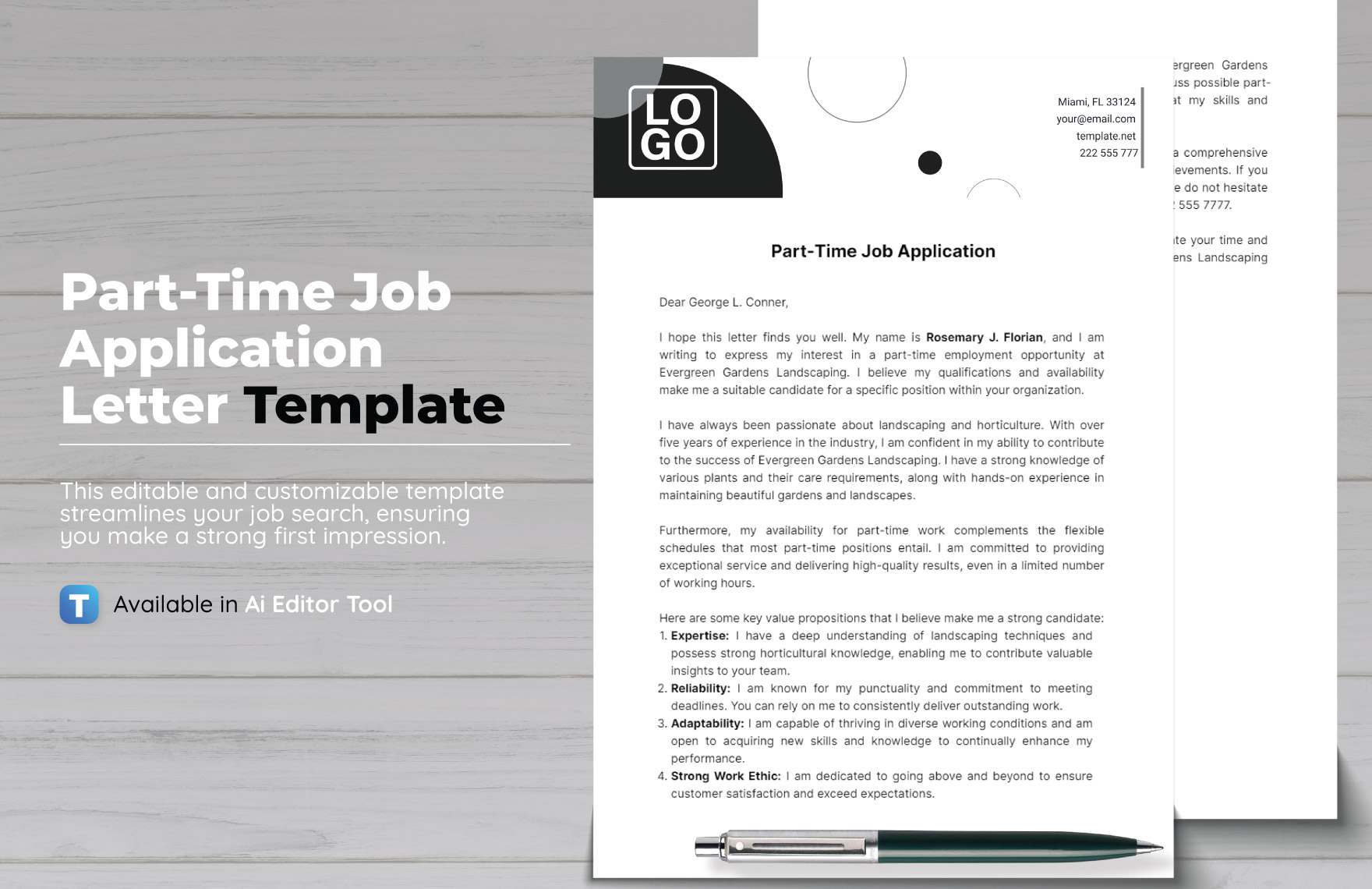 Free Part Time Job Application Letter - Download in Word, Google Docs ...