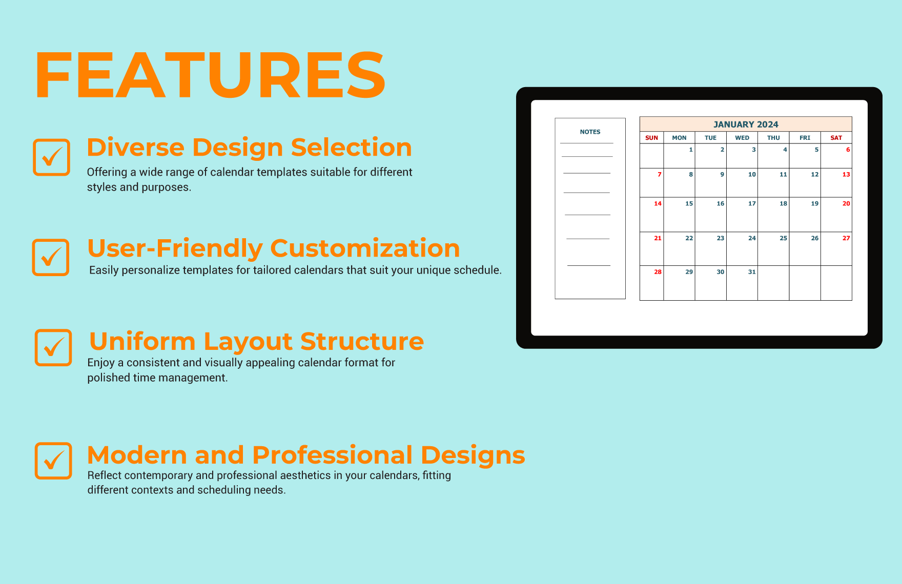 Printable Calendar Template - Download in Word, Google Docs, PDF ...