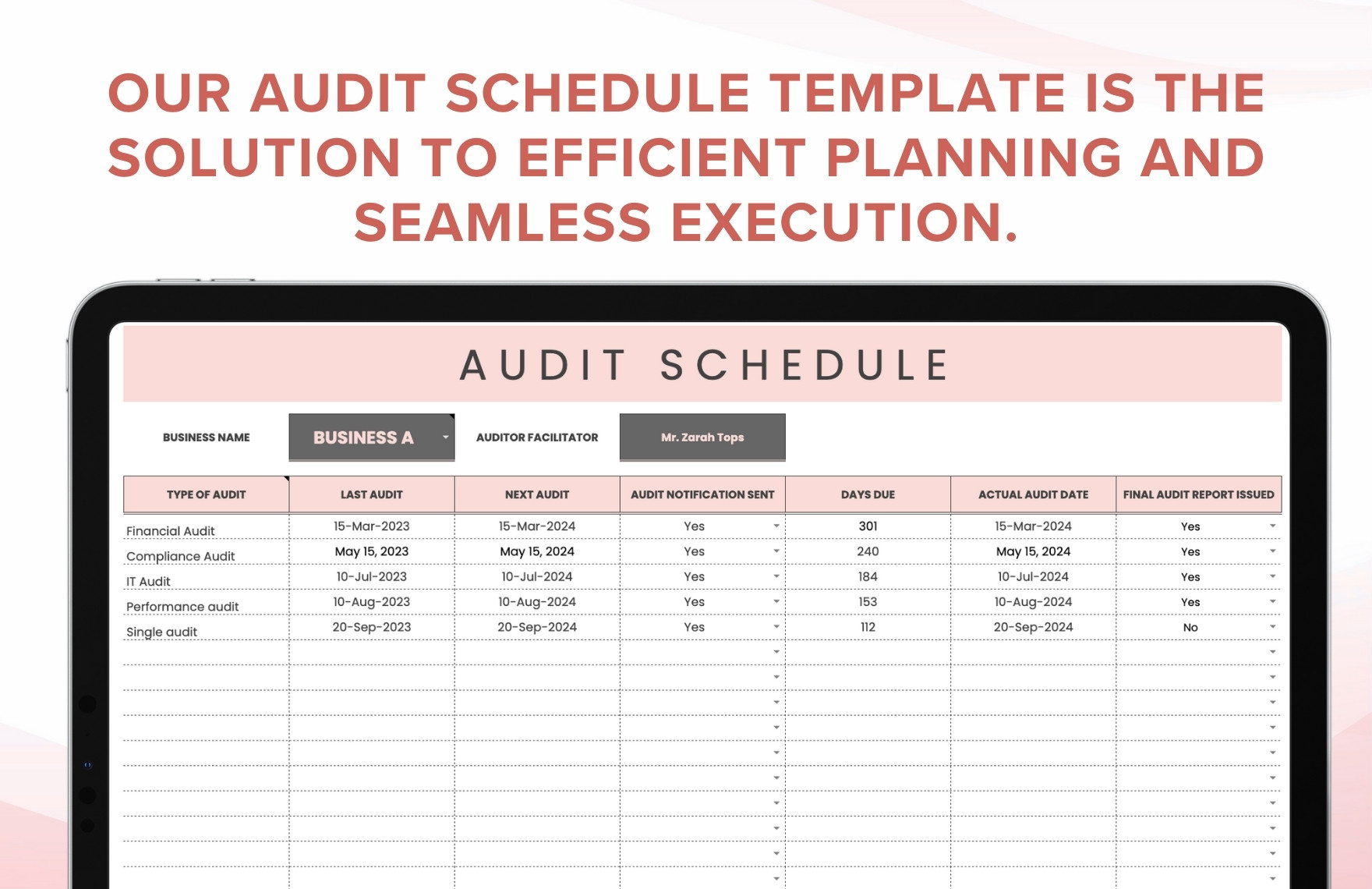 Audit Schedule Template In Excel Google Sheets Download Template
