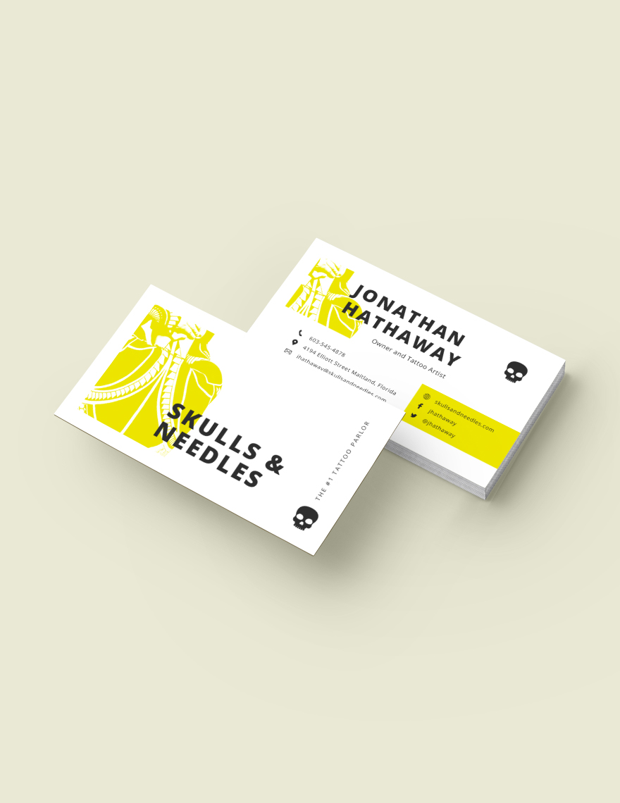 Minimalist Tattoo Artist Business Card Template Google Docs Illustrator Word Apple Pages 