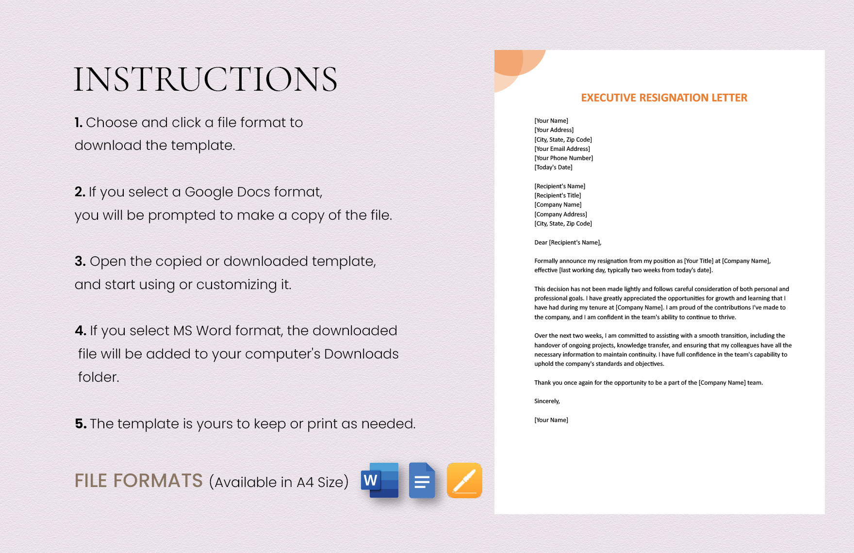 Free Executive Resignation Letter - Download in Word, Google Docs ...