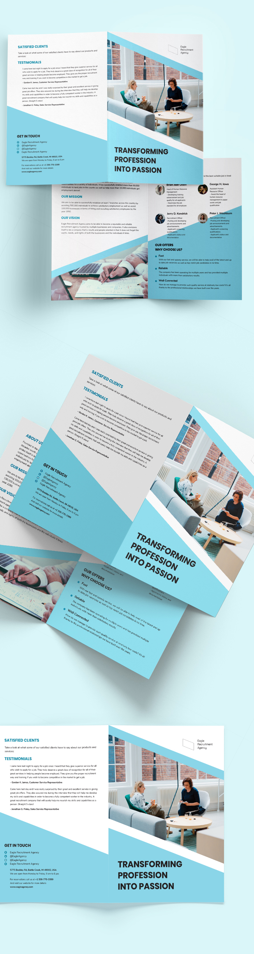 Marketing Agency Bi-Fold Brochure Template - Illustrator, InDesign ...