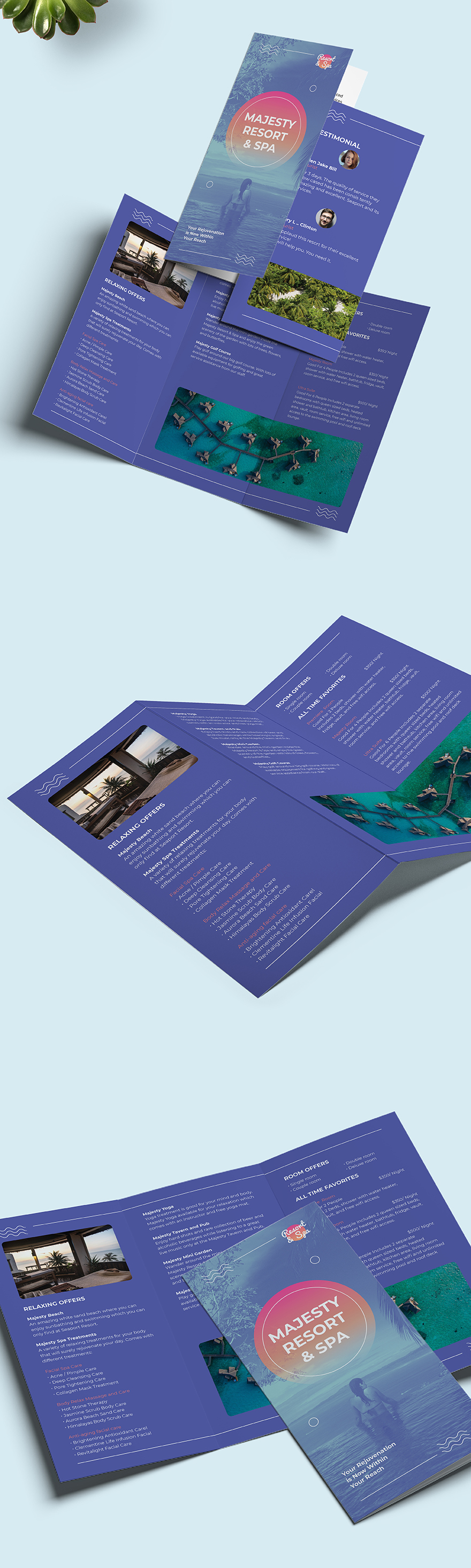 Holiday Resort Tri-Fold Brochure Template - Illustrator, InDesign, Word ...