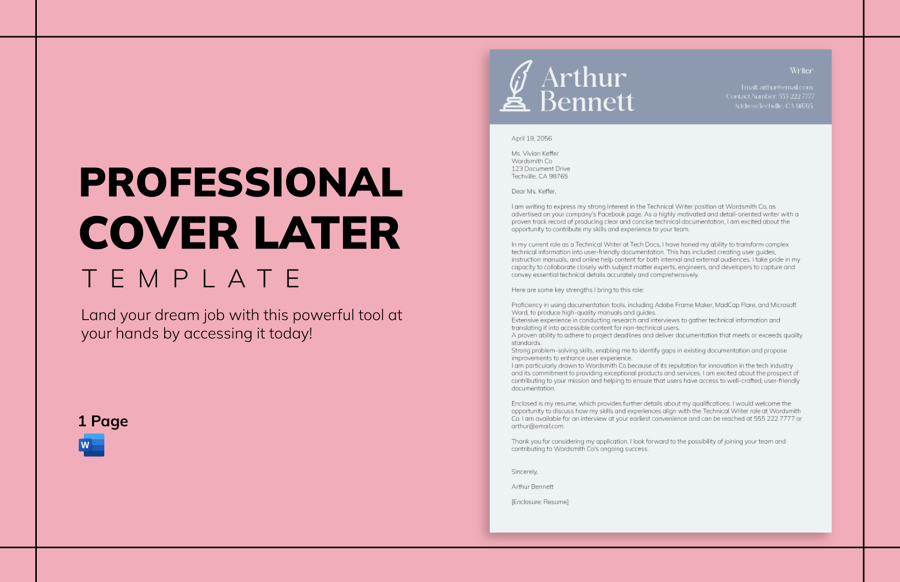 FREE Professional Cover Letter Template Download In Word Google Docs 