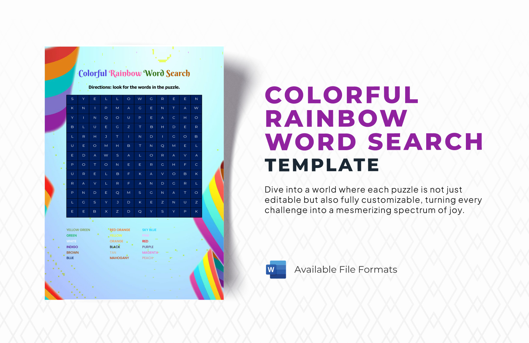 Easy Rainbow Word Search Printable Word Search Maker Easy Rainbow Word Search Printable Word Search Maker