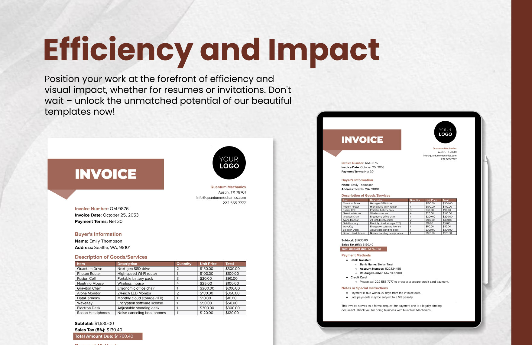 Free Professional Invoice Template - Download in Word, PSD | Template.net