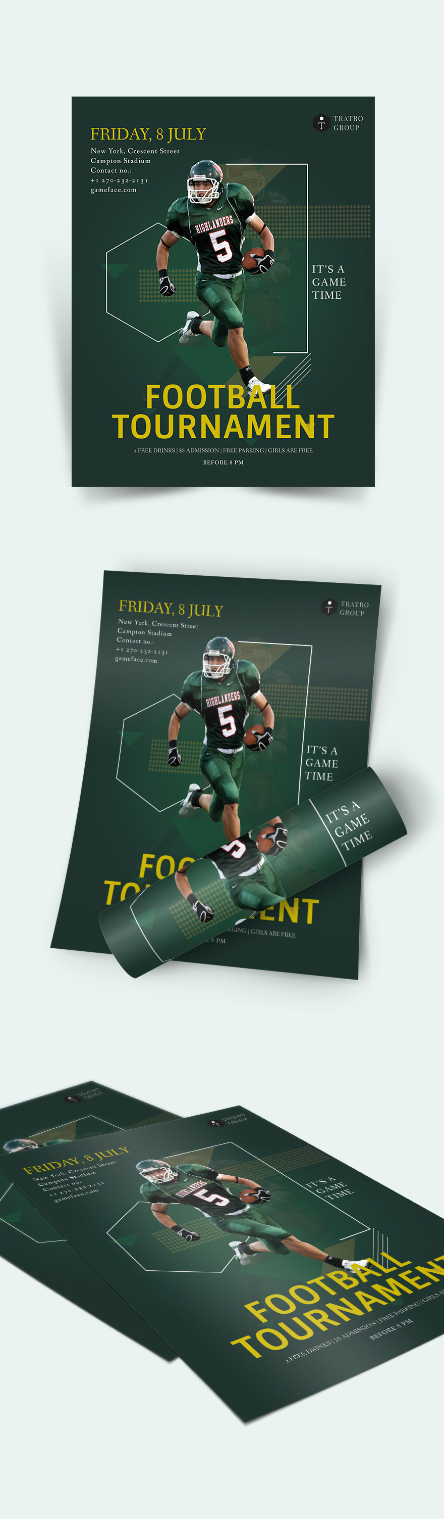 Free Football Tournament Creative Flyer Template - Illustrator, Word ...