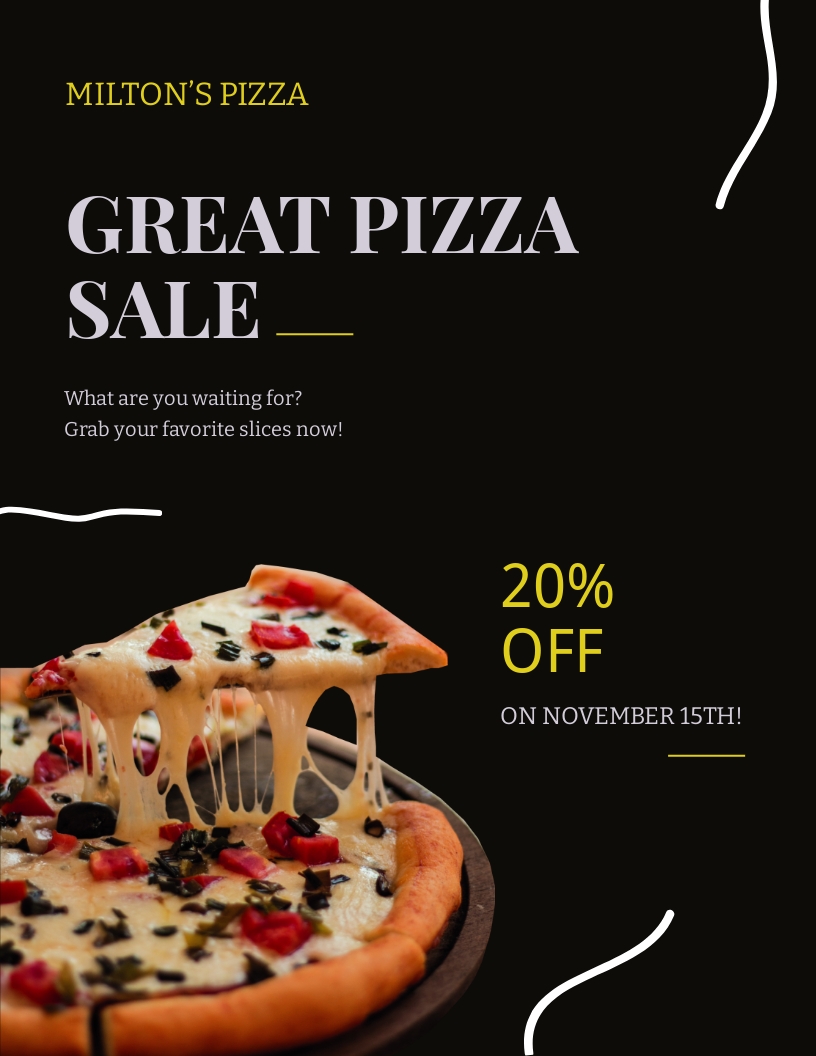 Pizza Sale Flyer Template Google Docs Illustrator InDesign Word 