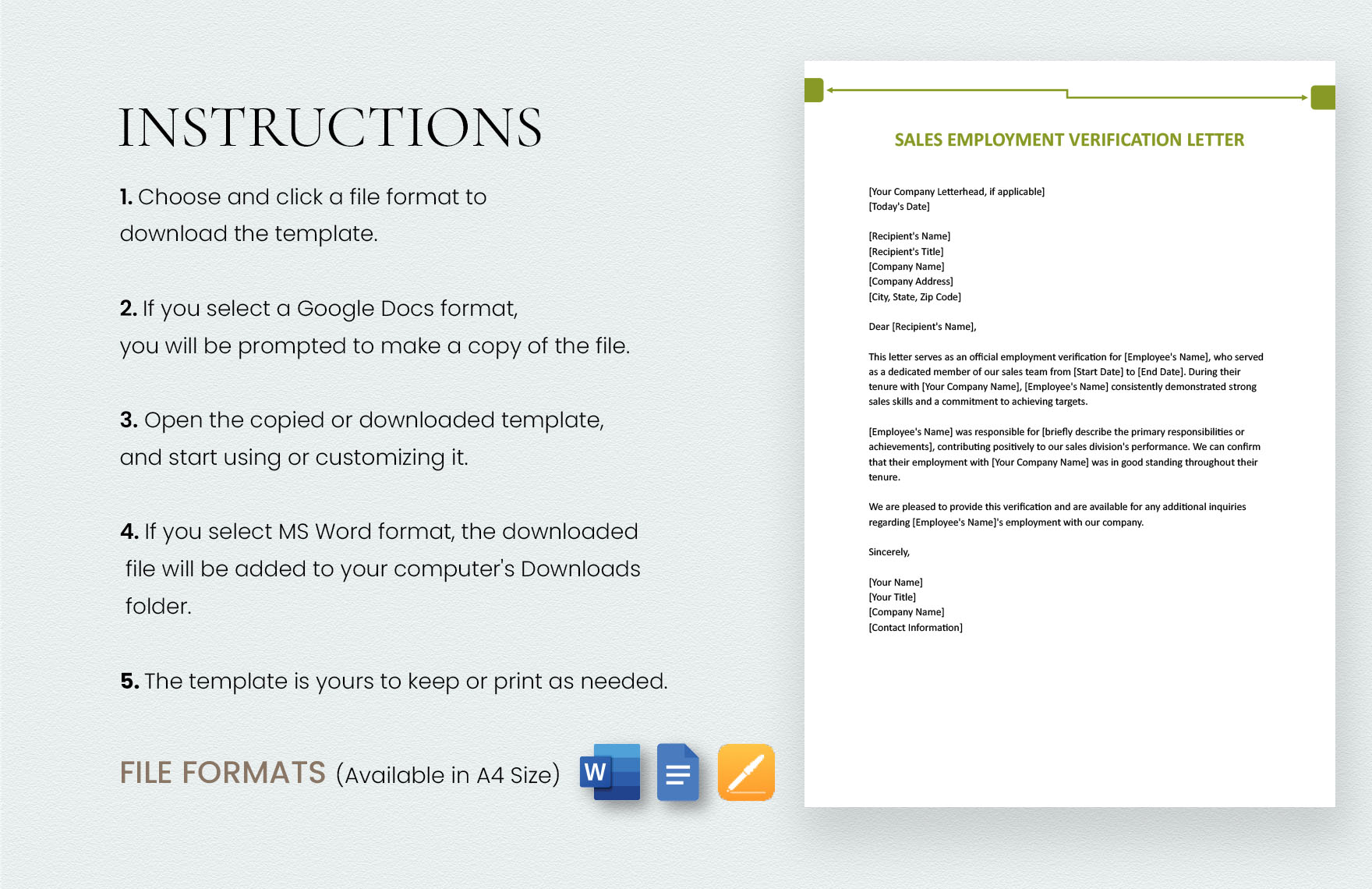 Free Sales Employment Verification Letter - Download in Word, Google ...