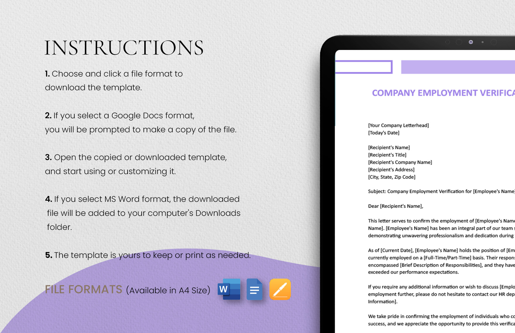 Company Employment Verification Letter in Word, Google Docs - Download ...