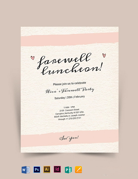 Farewell Luncheon Flyer Template Word PSD InDesign Apple Pages 
