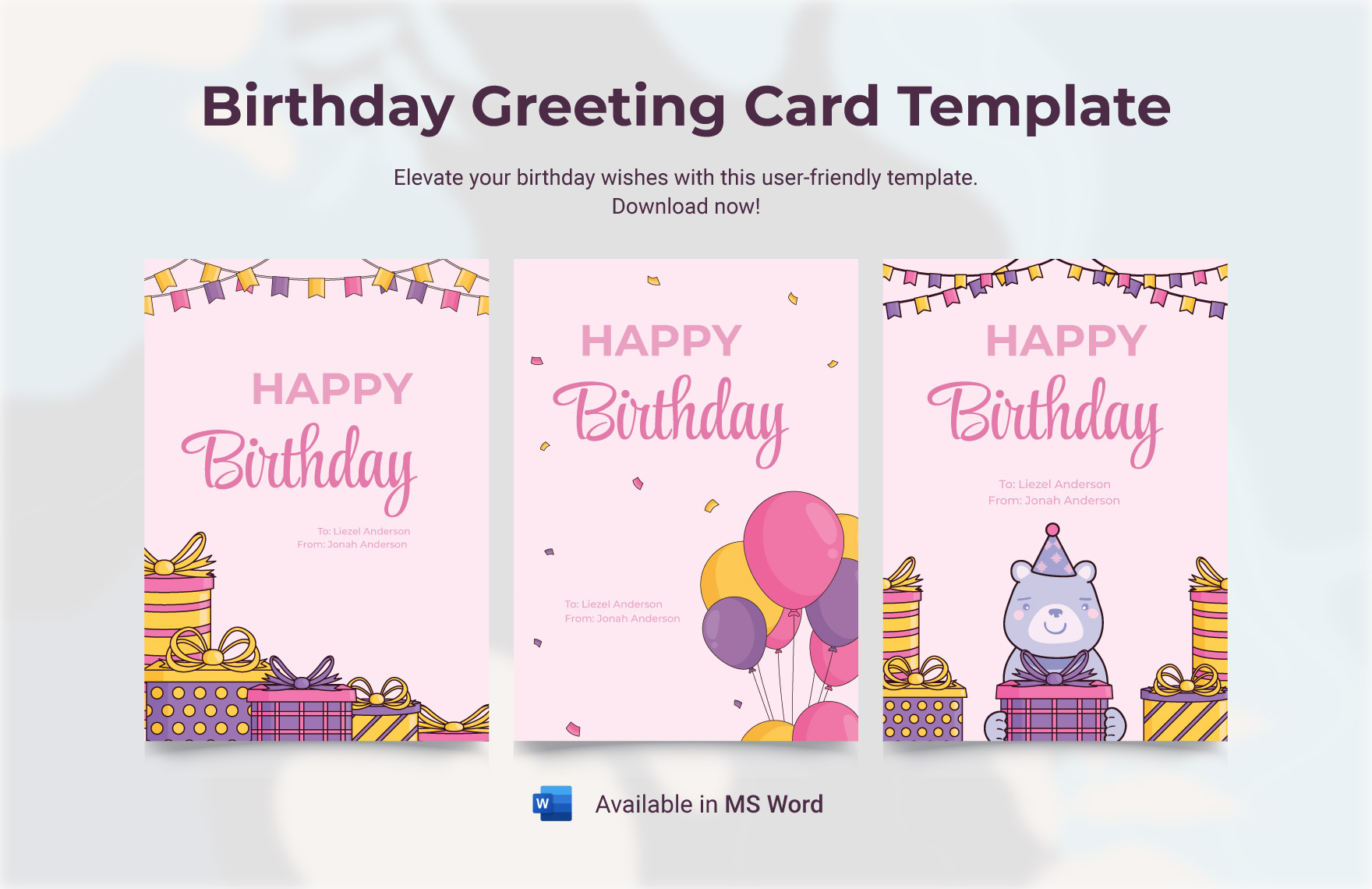 FREE Birthday Card Template Download In Word Google Docs
