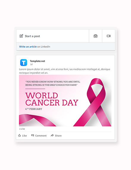 Free World Cancer Day Linkedin Post Template - PSD | Template.net