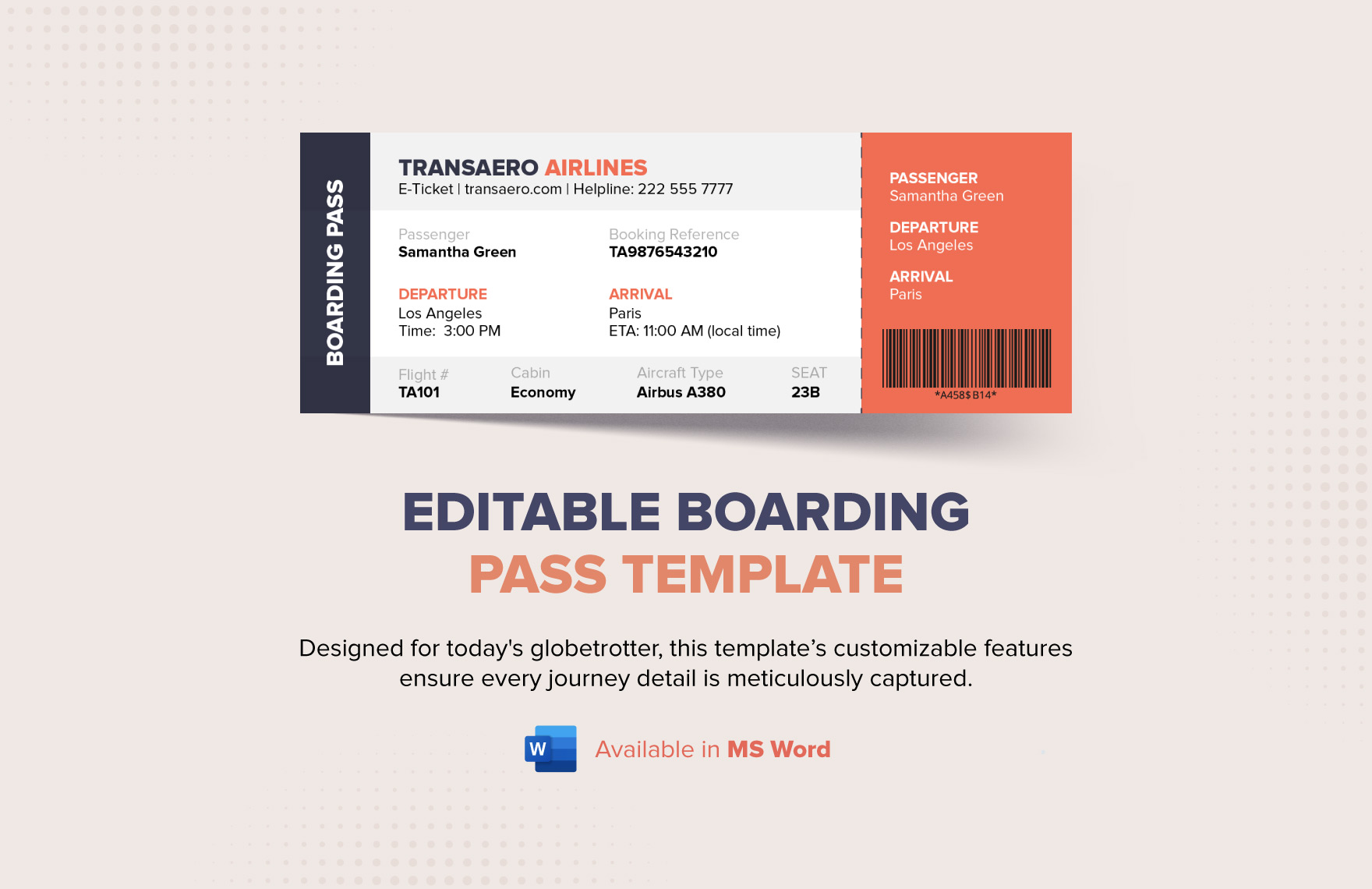 Editable Boarding Pass Templates In Word To Download