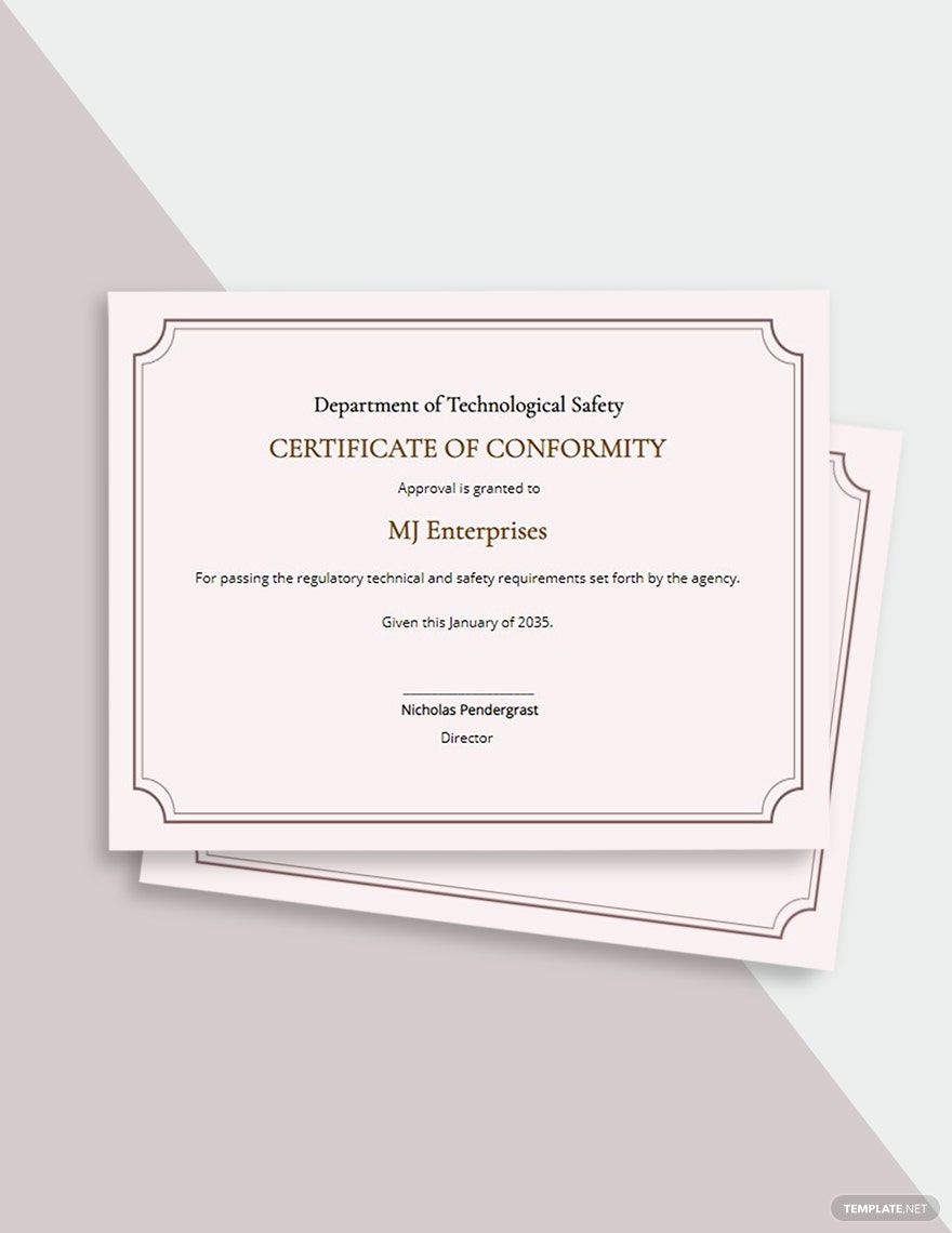 FREE Conformance Certificate Word Template Download Template