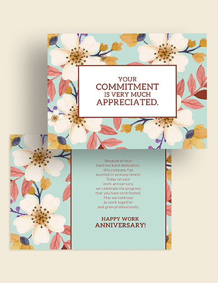 Work Anniversary Card Template Illustrator Word Apple Pages PSD 