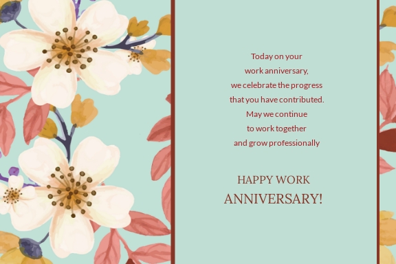 Work Anniversary Card Template Free Printable Templates