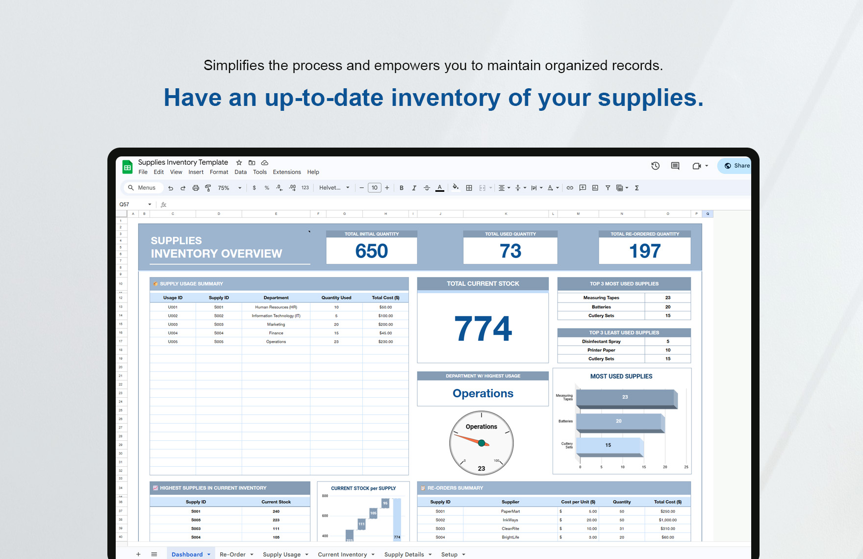Supplies Inventory Template - Download in Excel, Google Sheets ...