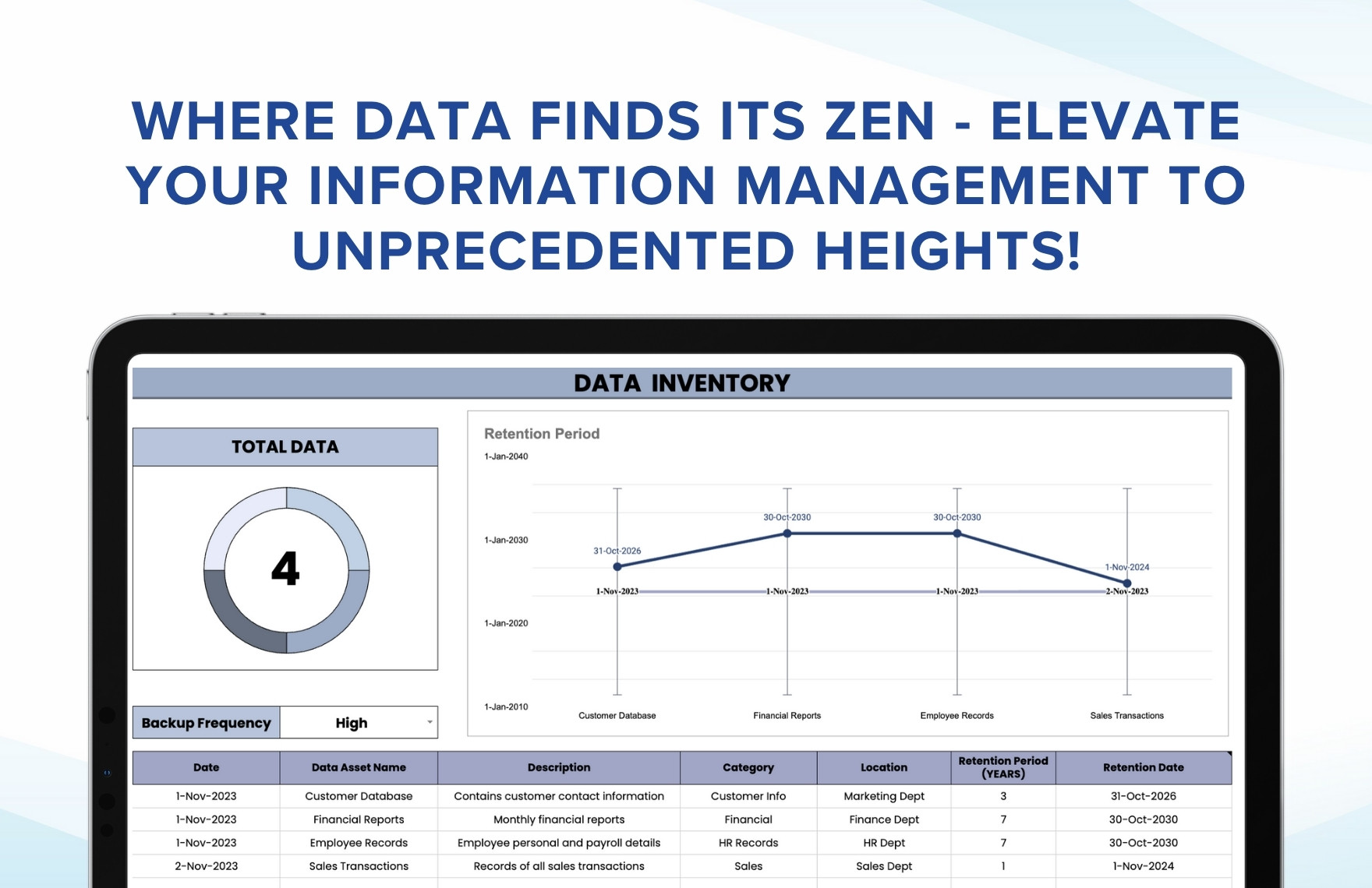 Data Inventory Template in MS Excel, Google Sheets - Download