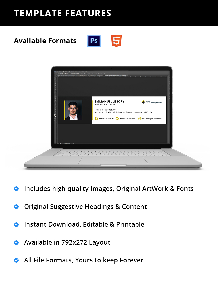 Free Business Responsive Email Signature Template - Download in PSD ...