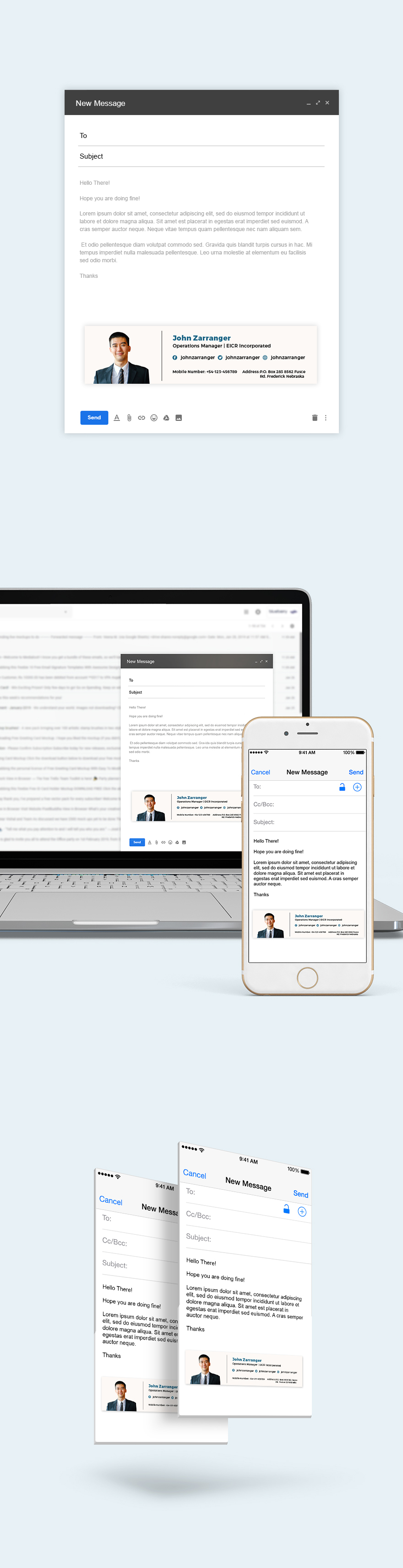 Business Responsive Email Signature Template - HTML5, PSD | Template.net