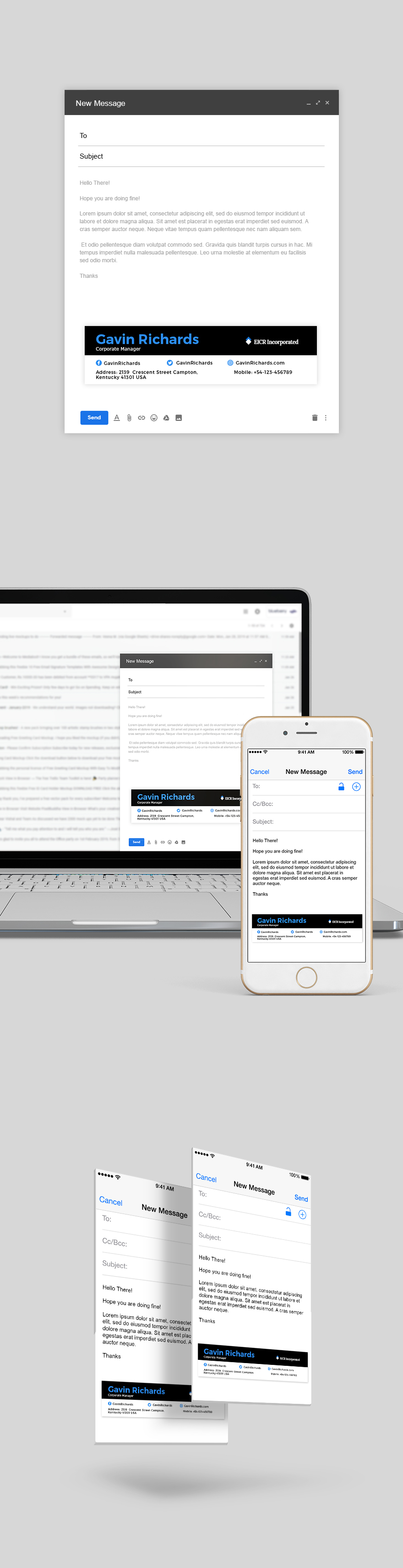Modern Construction Email Signature Template - HTML5, Outlook, PSD ...