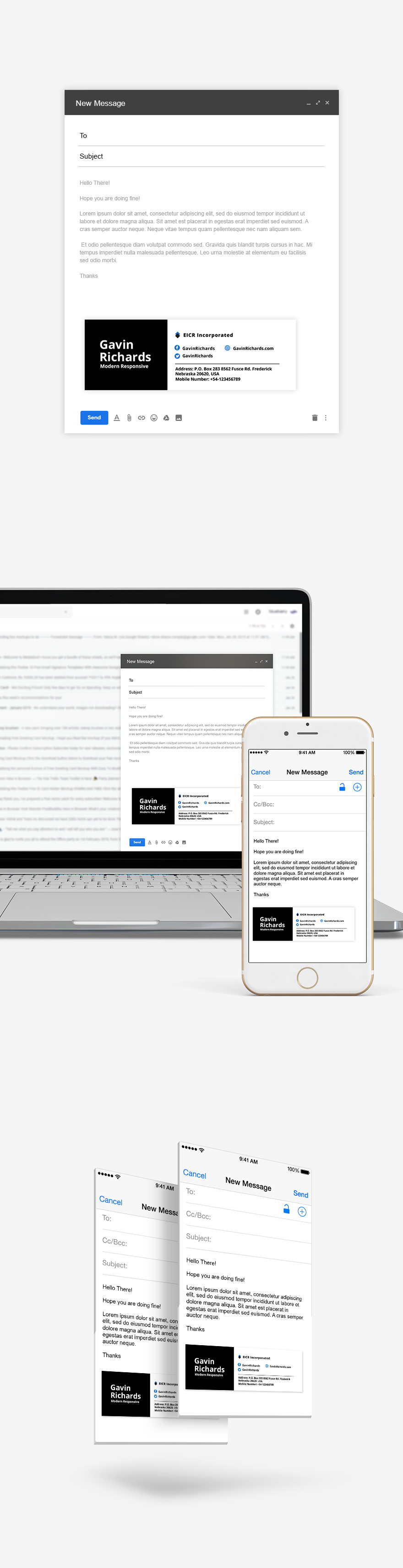 Modern Construction Email Signature Template - HTML5, Outlook, PSD ...