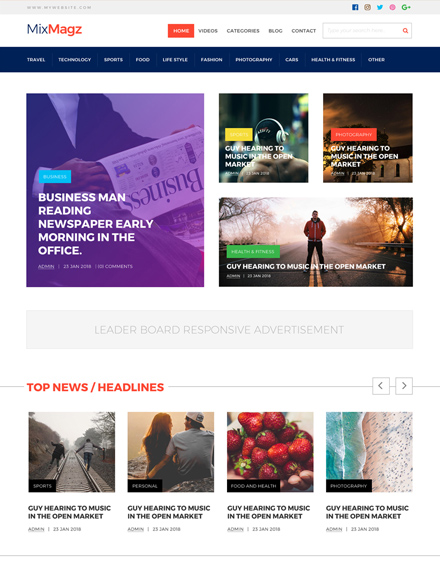 Free Magazine HTML5/CSS3 Website Template