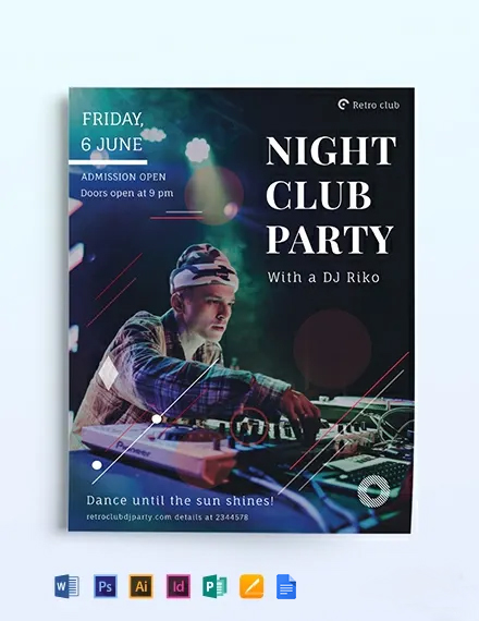 Club Promotion Flyer Template - Illustrator, Word, Apple Pages, PSD ...
