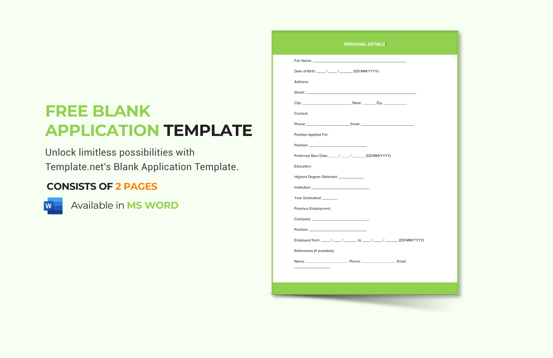 Free Simple Application Template - Download in Word | Template.net