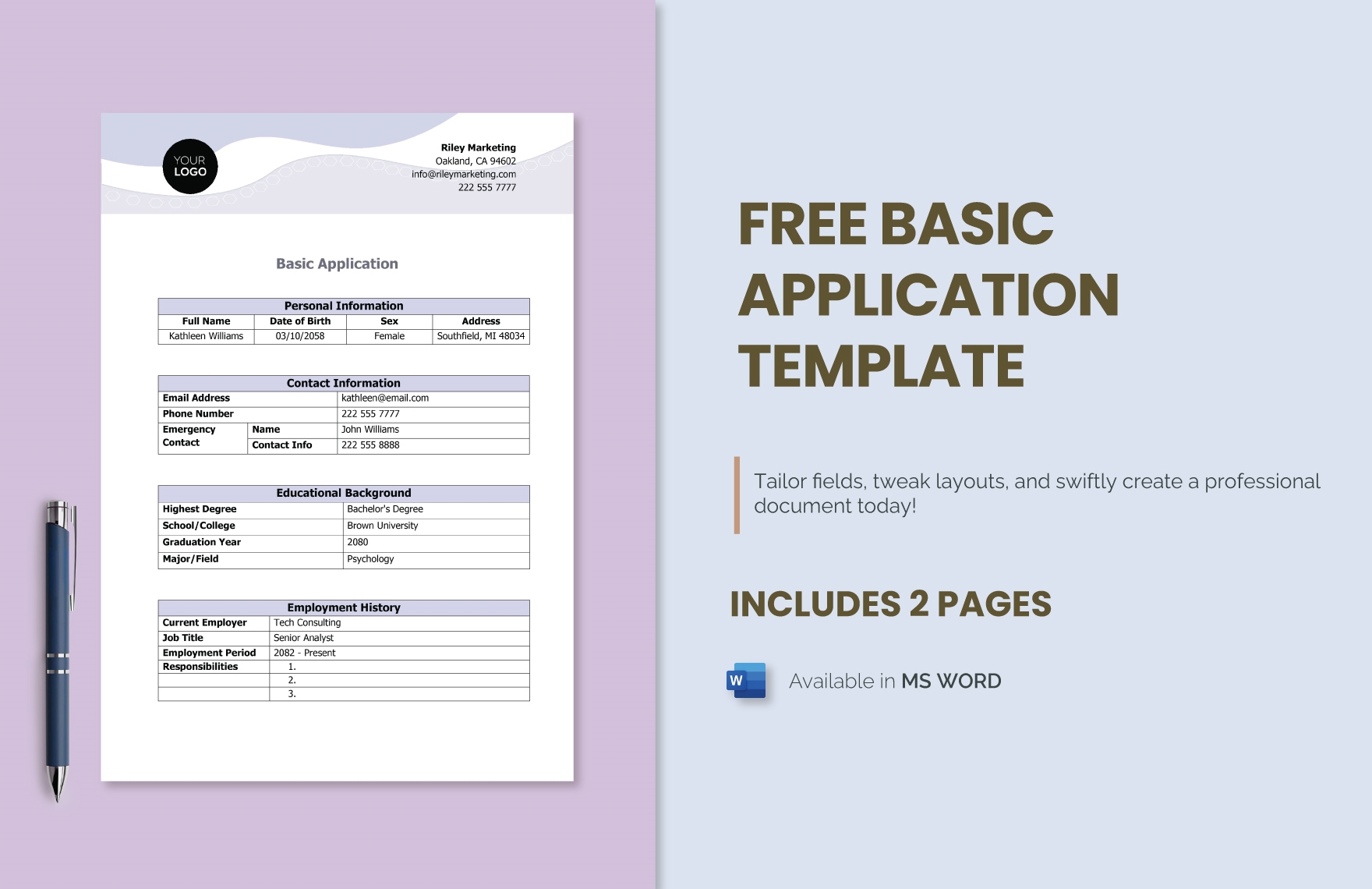 Free Basic Application Template - Download in Word | Template.net