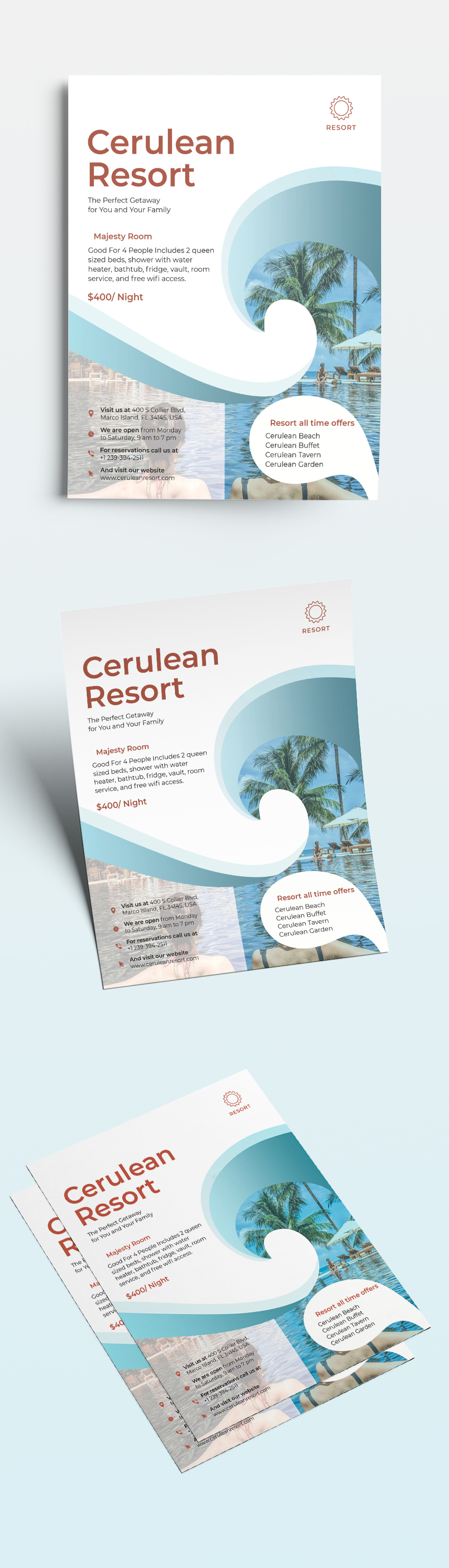 Resort Flyer Template Google Docs Illustrator InDesign Word Apple 