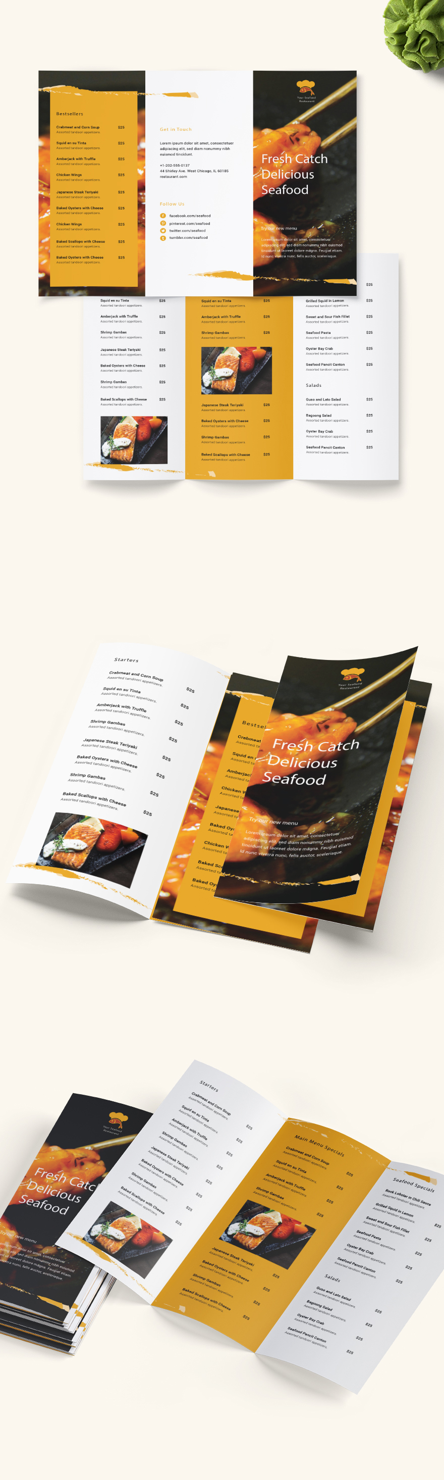Indian Restaurant Take-out Tri-Fold Brochure Template - Illustrator ...