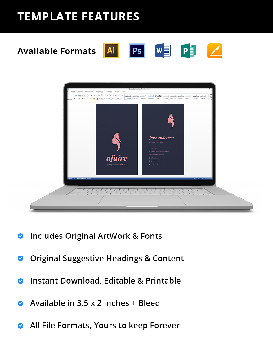 Free Free Printable Business Card Template - Illustrator, Word, Apple ...