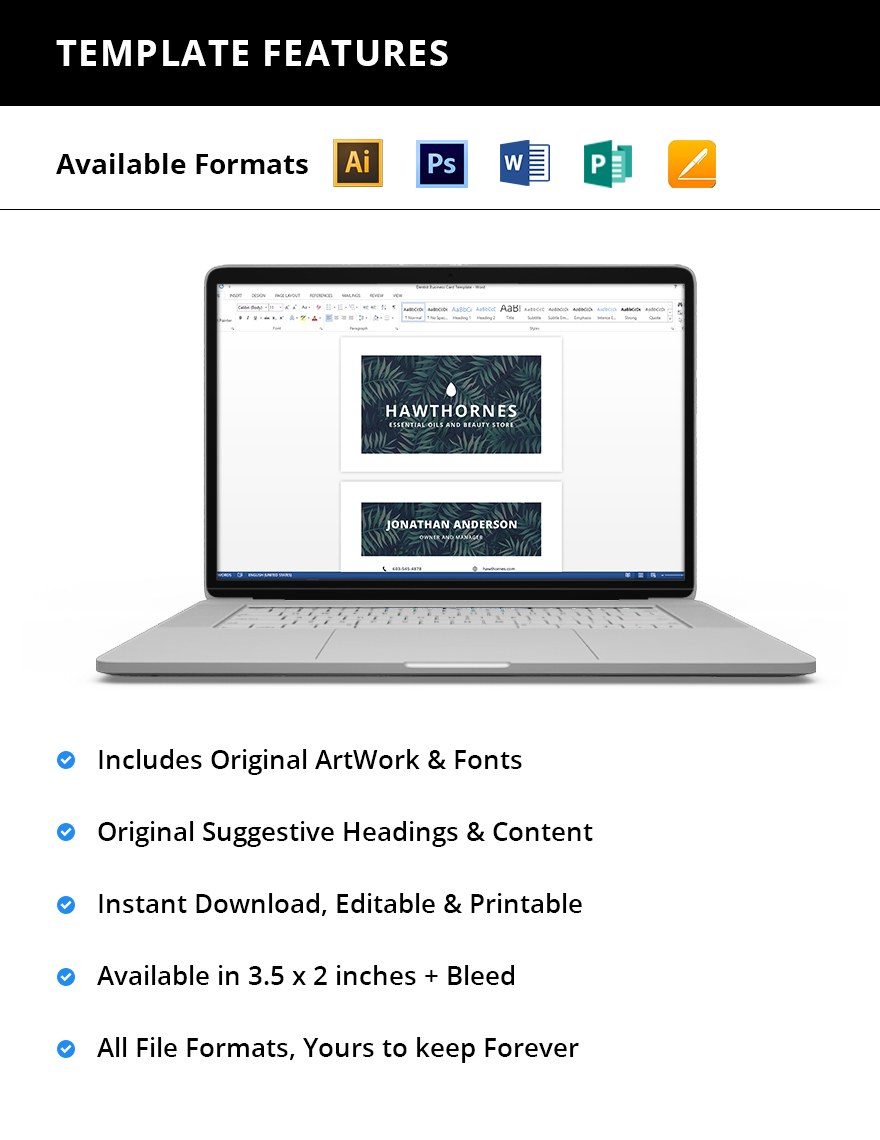 Small Business Card Template - Illustrator, Word, Apple Pages, PSD ...