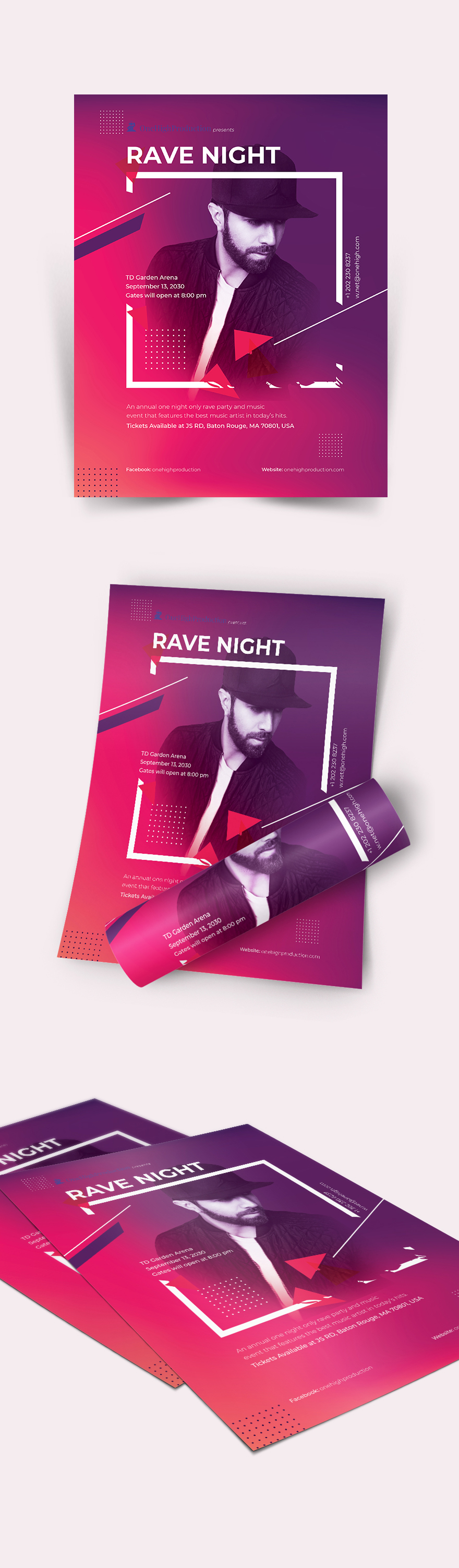 Rave Night Flyer Template - Illustrator, InDesign, Word, Apple Pages ...